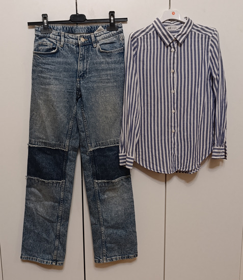 H&M set famerke / košulja za devojčicu vel 140/146