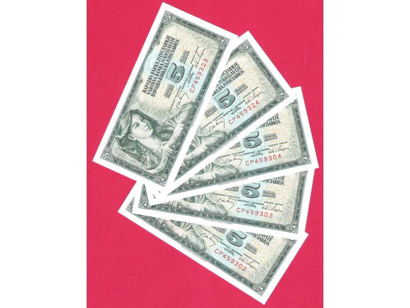 5 X Novcanica 1968 godina -UNC