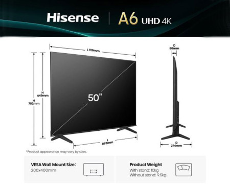 HISENSE 50'' 50A6Q 4K
