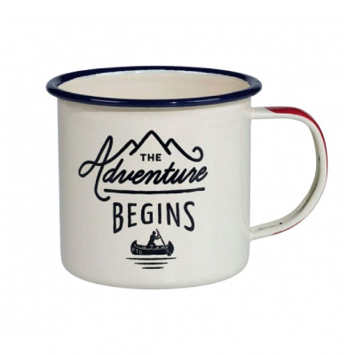 Šolja - Enamel Mug, Adventure Begins, Cream, 325ml