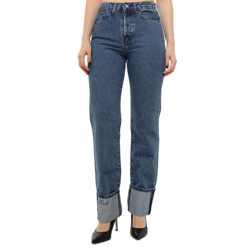 Ženske farmerke Karl Lagerfeld Cuffed straight denim pants