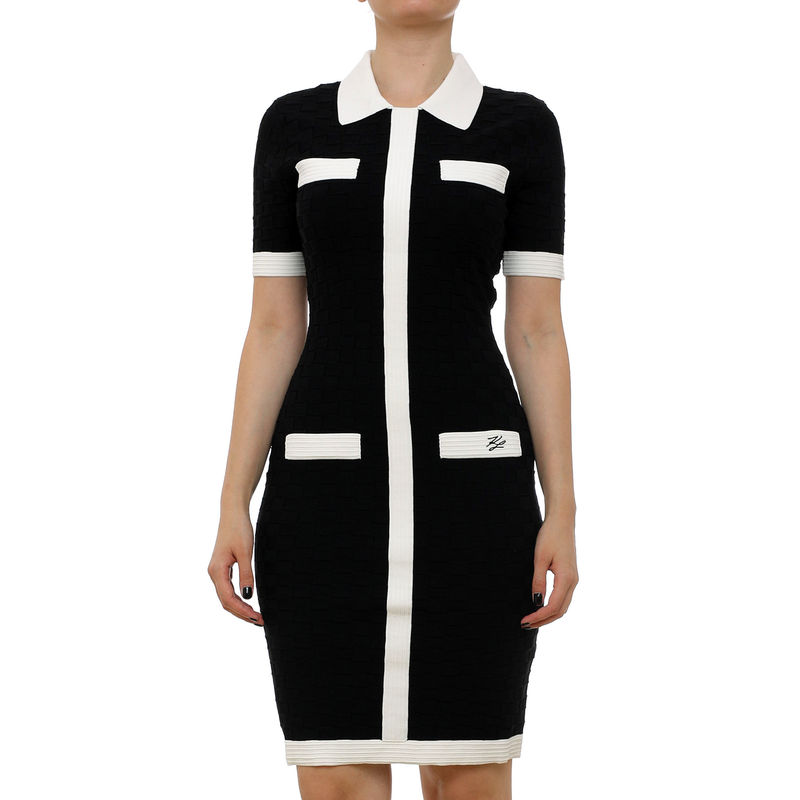 Ženska haljina Karl Lagerfeld Polo contrast knit dress