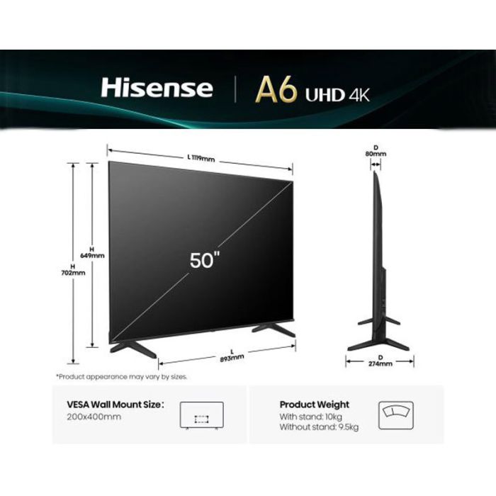 HISENSE Televizor 50A6Q SMART, 4K UHD