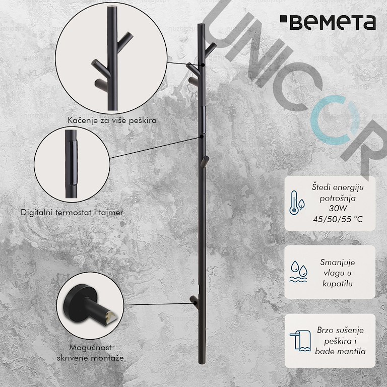 BEMETA DRY SUŠAČ 1180 mm CRNA 704151010