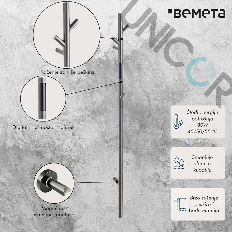 BEMETA DRY SUŠAČ 1180 mm GRAFIT MAT 704155015