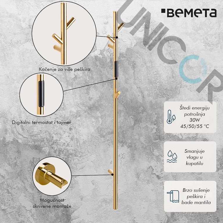 BEMETA DRY SUŠAČ 1180 mm ZLATNA SJAJ 704153011