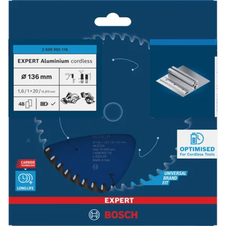 Bosch – EXPERT List kružne testere za aluminijum za akumulatorske alate 136x20x1.6/1x48T – 2608902116