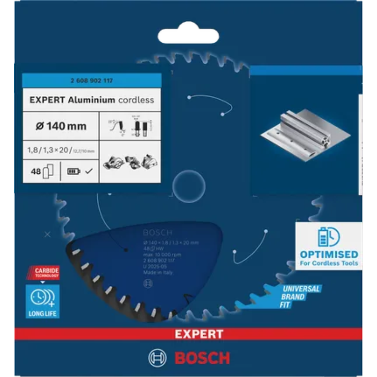 Bosch – EXPERT List kružne testere za aluminijum za akumulatorske alate 140x20x1.8/1.3x48T – 2608902117