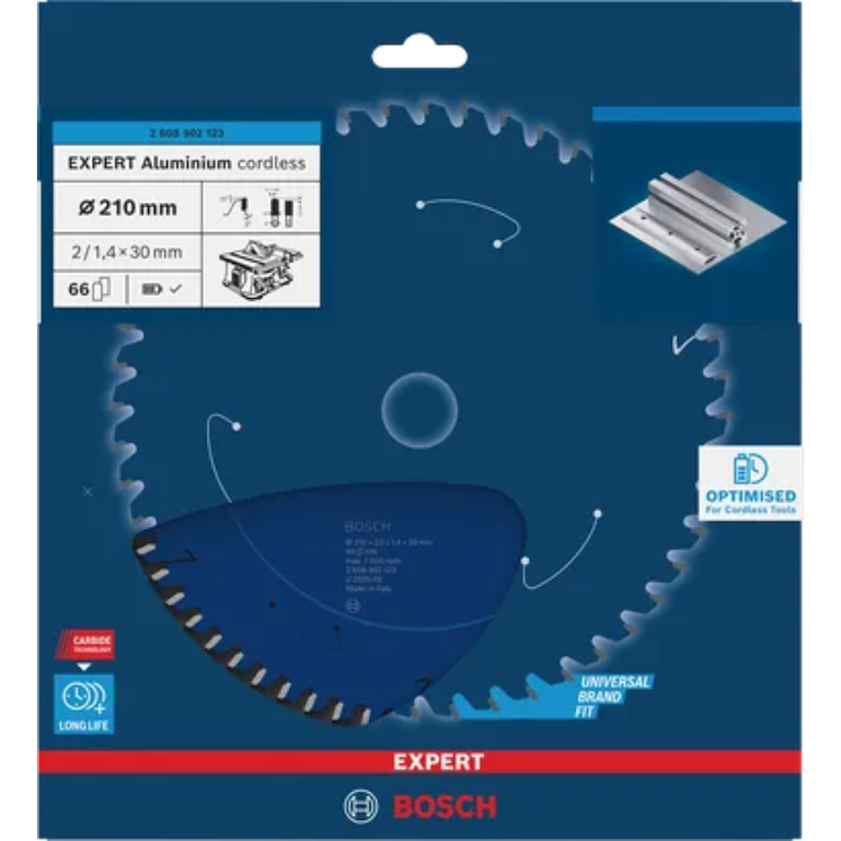Bosch – EXPERT List kružne testere za aluminijum za akumulatorske alate 210x30x2/1.4x66T – 2608902123