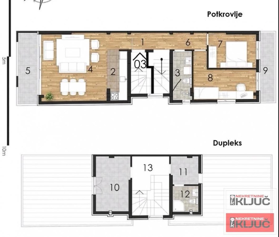 SOMBORSKI BULEVAR, 115m2 + KROVNA TERASA, Četvorosoban sa PDV, DUPLEX