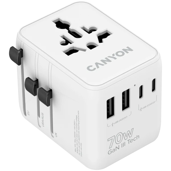 CANYON Travel Adapter OnTour 70 EUUKUSAUS 70W White ( CNS-TA70W1006W )