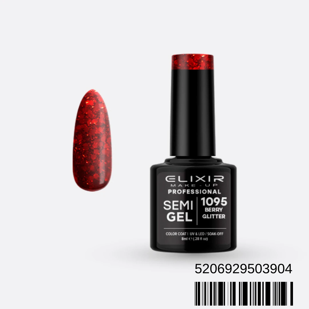 ELIXIR SEMI GEL LAK U BOJI 8ML 1095 BERRY GLITTER