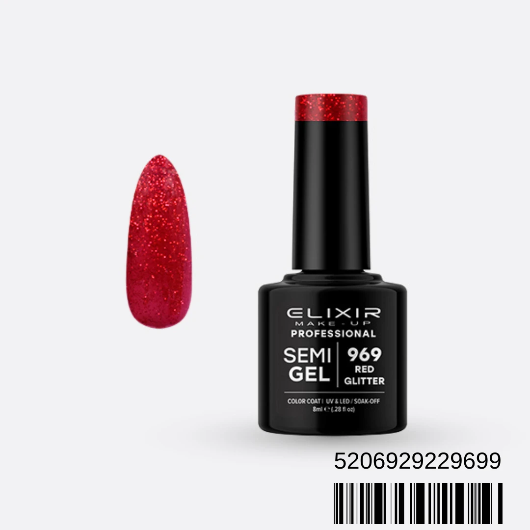 ELIXIR SEMI GEL LAK U BOJI 8ML 969 5G GLITTER RED GLITTER