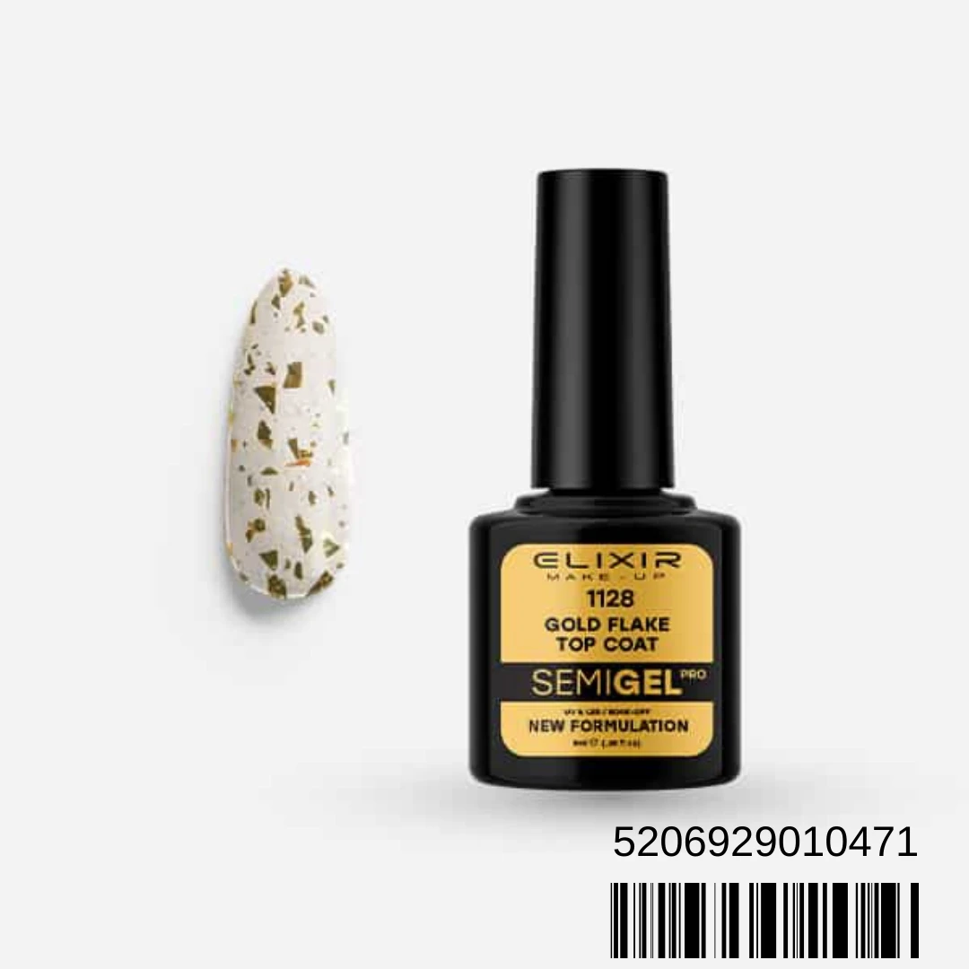 ELIXIR SEMI TOP COAT NW 8ML 1128 GOLD FLAKE