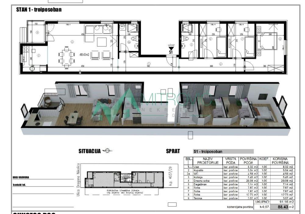 Četvorosoban stan na prodaju, 88m2, 136.620€