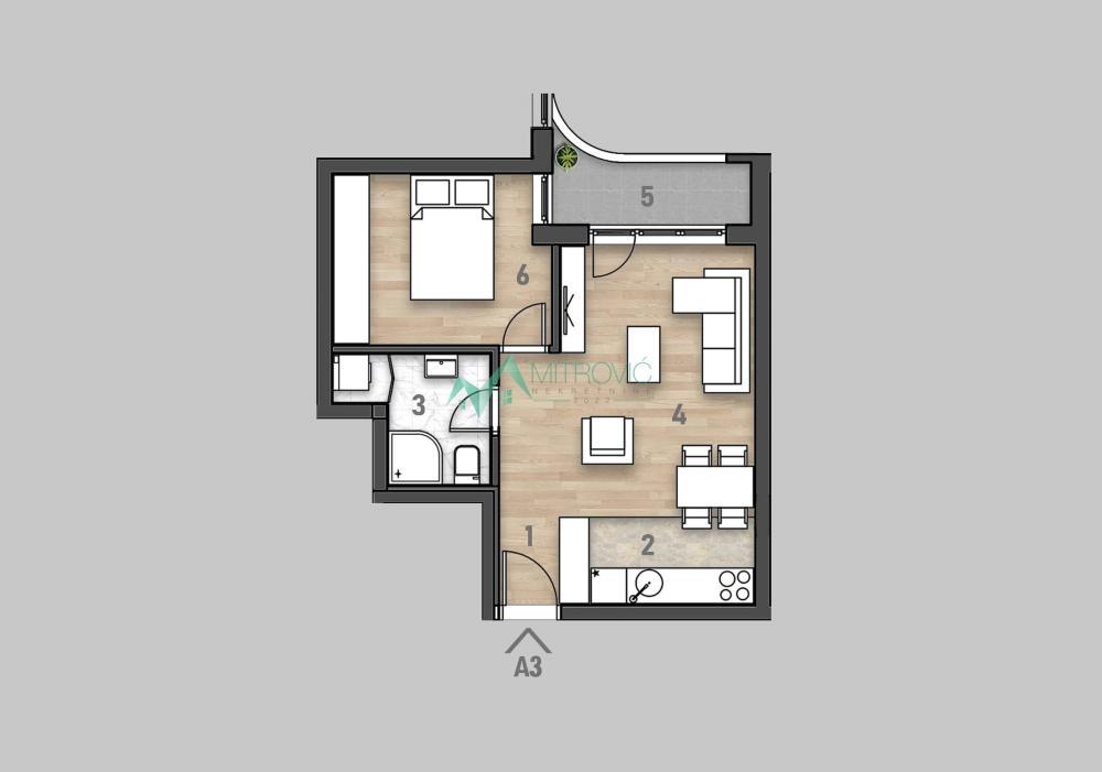 Jednoiposoban stan na prodaju, 42m2, 166.470€