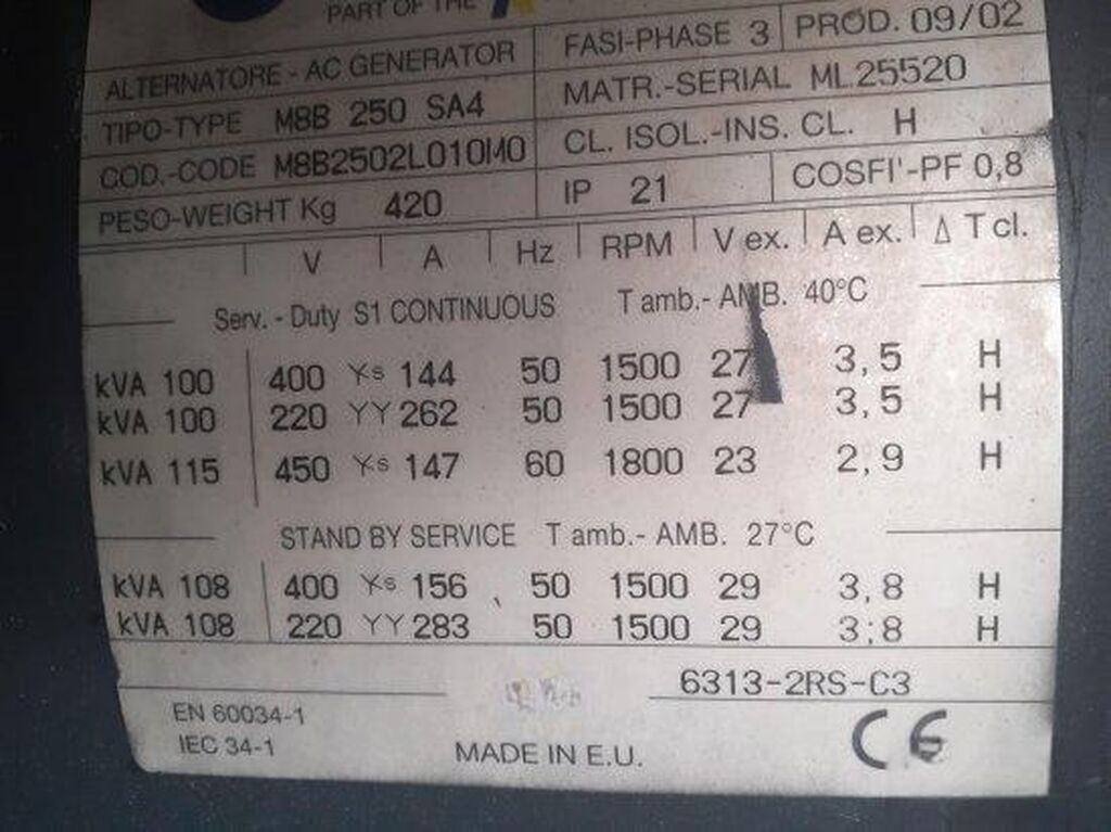 APOKALIPSA DOO Agregat Slanzi 3432-21 Snaga: 32 KW Polovno