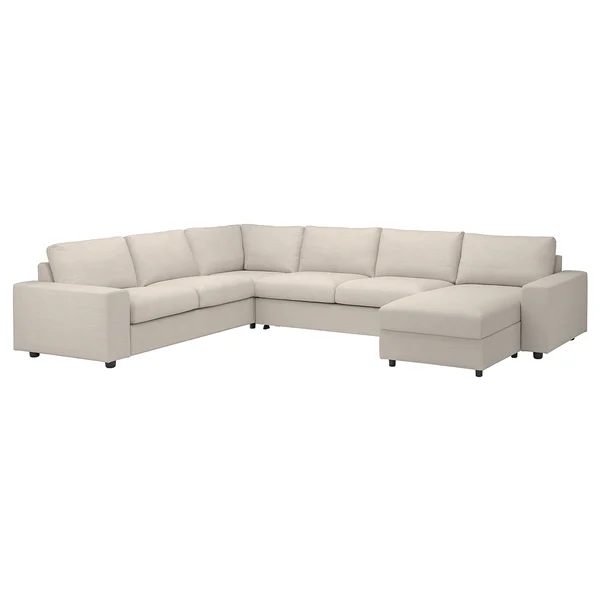 Ugaona sofa ležaj i lenjivac, 5-sed, sa širokim rukohvatima/Gunnared bež
