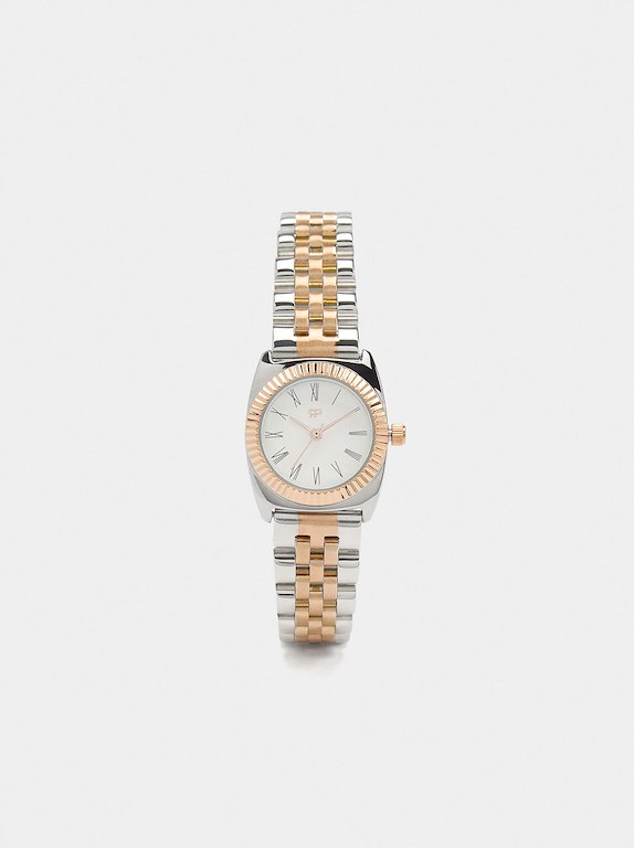 WATCH WITH BICOLOR STAINLESS STEEL WRISTBAND