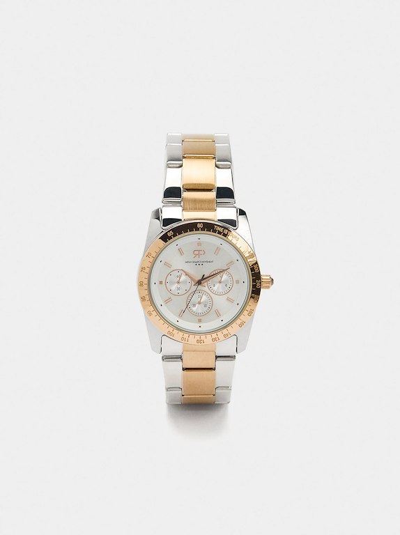 WATCH WITH BICOLOR STAINLESS STEEL WRISTBAND