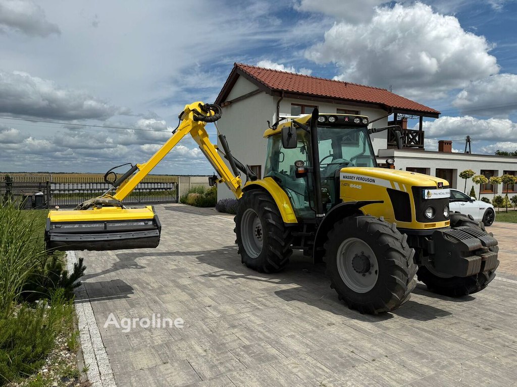 Massey Ferguson 6445 z kosiarką wysięgnikową do poboczy Rousseau Thénor 510 L FI traktor točkaš