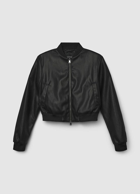 FAUX LEATHER BOMBER JACKET ULTRABLACK
