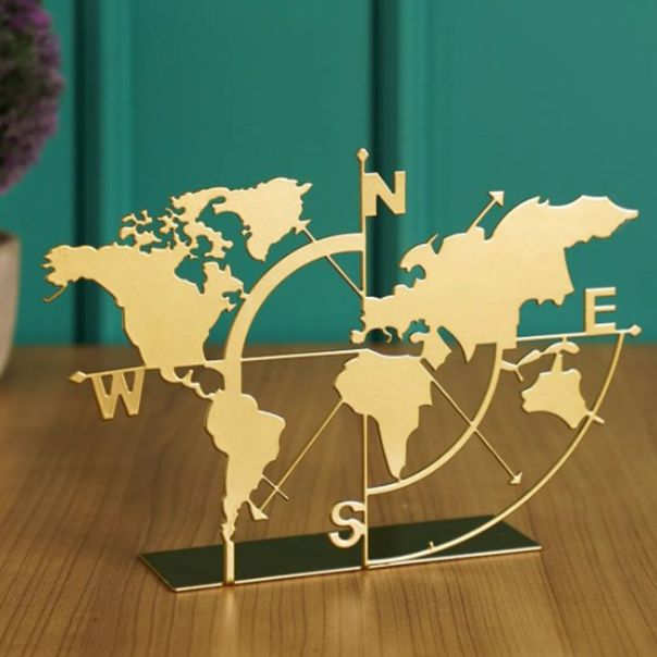 WALLXPERT Stona dekoracija World Map Gold