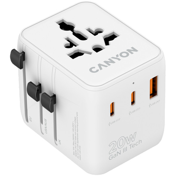 CANYON Travel Adapter OnTour 20 EUUKUSAUS 20W  White ( CNS-TA20W1005W )