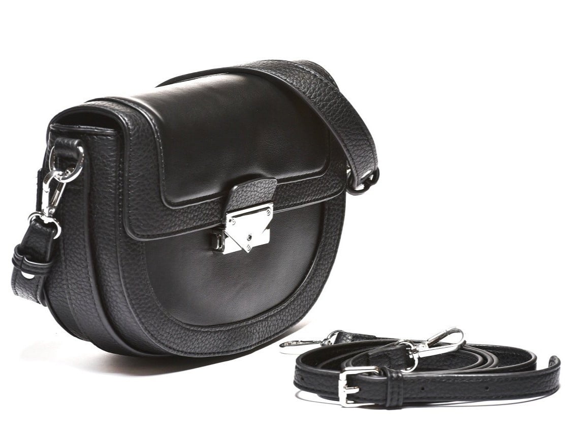 Ženska crossbody torbica sa metalnom kopčom T012559 crna