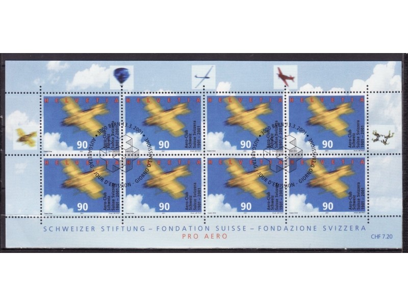 Švajcarska 2001. - tabačić avio