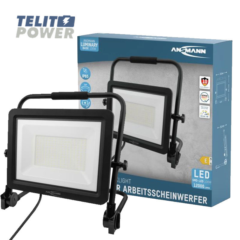 ANSMANN FL100W LED radna lampa – 12.000 lm, IP65, 100W, kabl 1.8m
