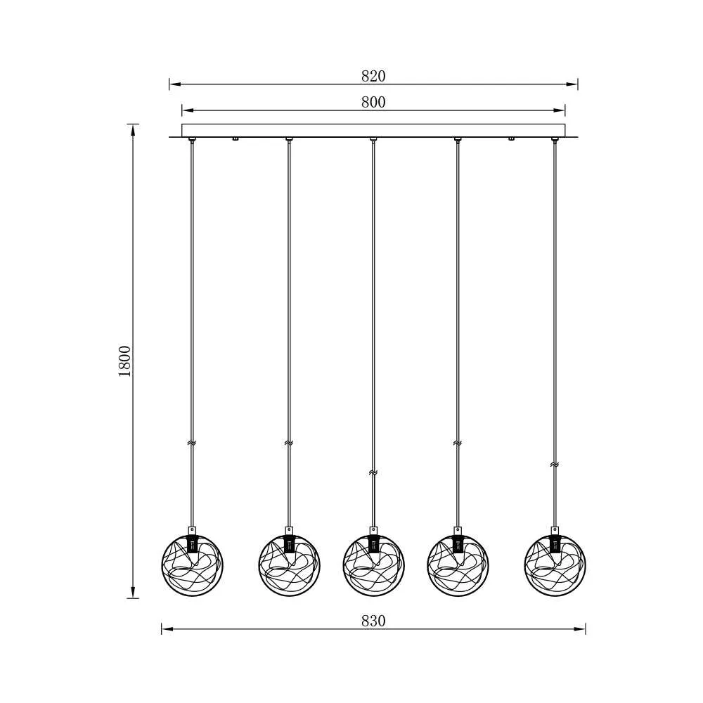 S002S 5H 5xG9 ZLATNA PENDANT LIGHT