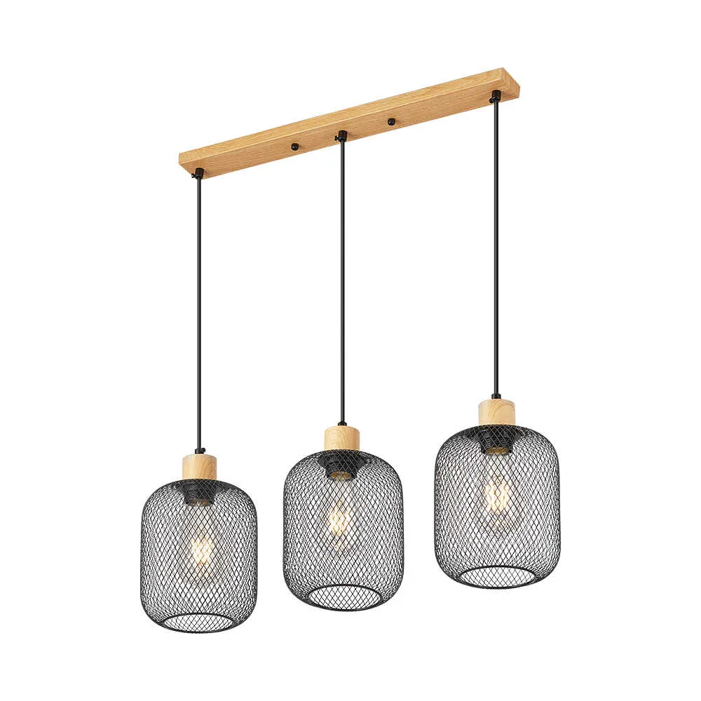 W001S 3H 3xE27 WDN PENDANT LIGHT