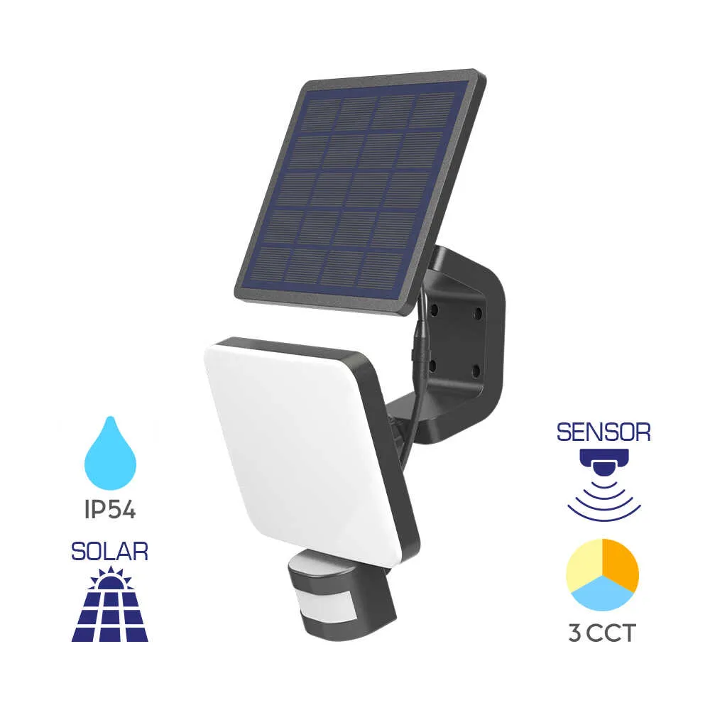 SOLARIS W2 CRNA 15W 3IN1 IP54 SOLAR WALL LIGHT