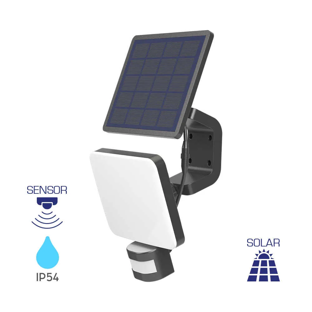 SOLARIS W2 CRNA 15W 4000K IP54 SOLAR WALL LIGHT