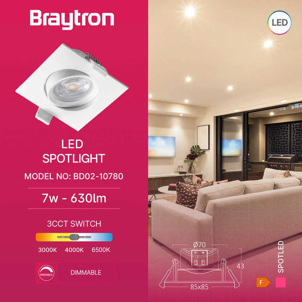 SPOTLED 7W SQR BELA 3IN1 LED SPOTLIGHT