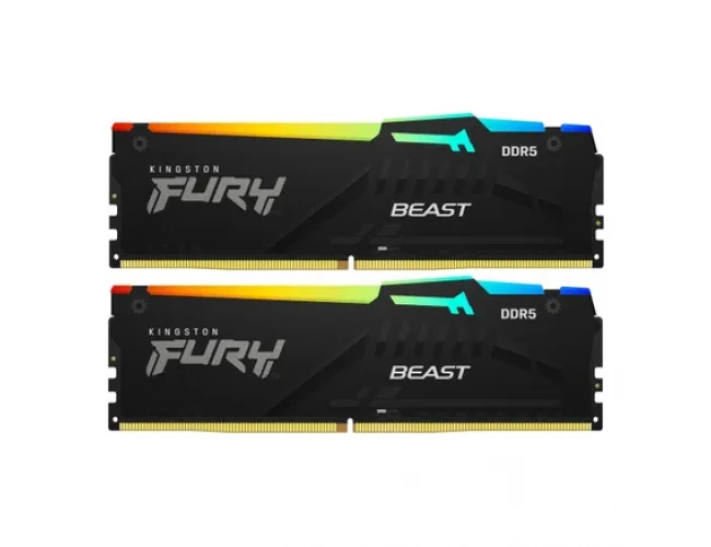 Kingston DDR5 64GB (2x32GB) 5200MT/s Fury Beast Black RGB EXPO (KF552C40BB2AK2-64) memorija za desktop