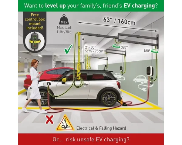 BARKAN EV160WM zidni zglobni nosač kabla za punjenje električnih vozila 160cm