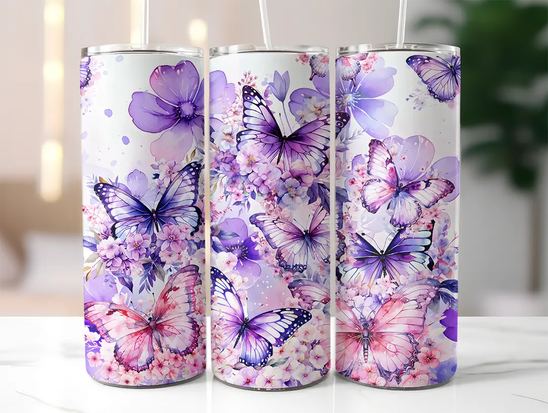 Tumbler – Leptiri Watercolor
