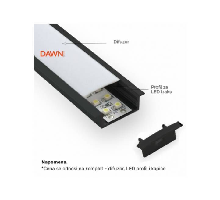 BB LINK LED PROFIL KOMPLET - LL-ALP013-R CRNI