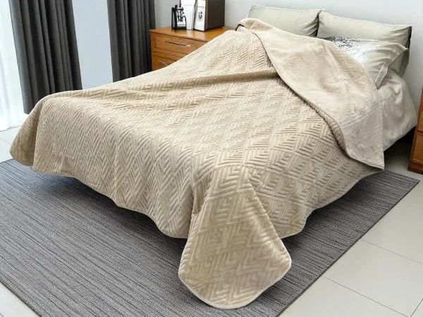 Ćebe Merinos 220x240cm A9 Kocka Krem boja