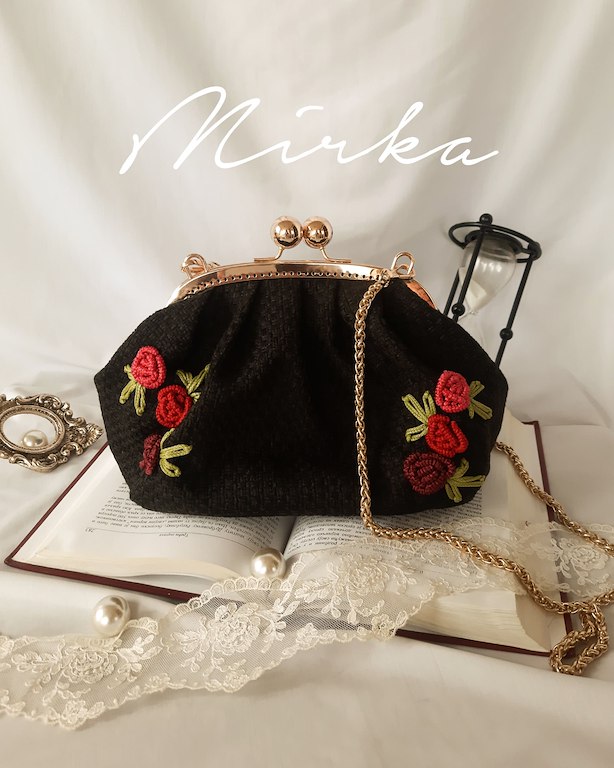 Ženska torba u vintage stilu Ženska clutch torba sa cvetovima Elegantna handmade torba