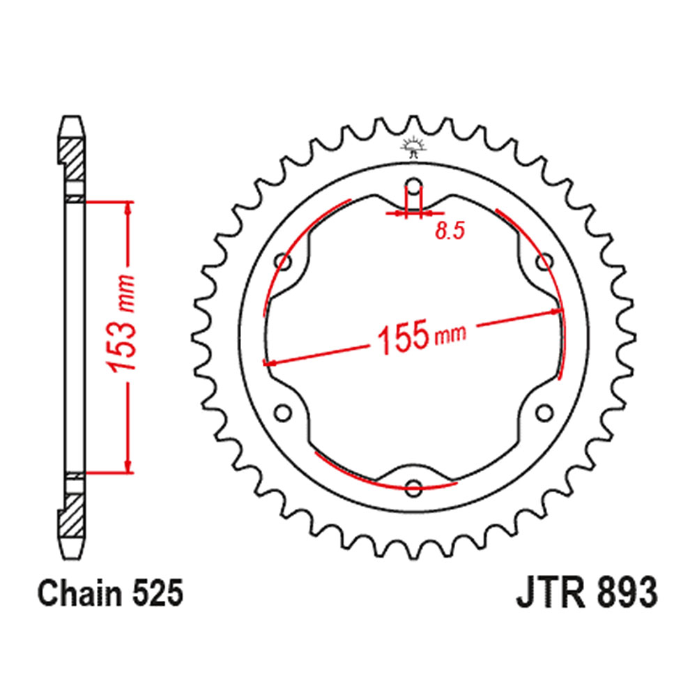 Zadnji lančanik JT JTR893-38ZBK (525) 38 zuba