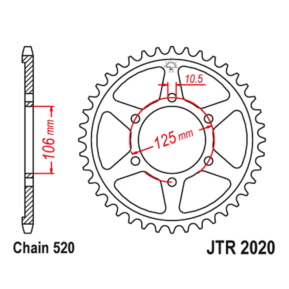 Zadnji lančanik JT JTR2020-51 (520) 51 zub
