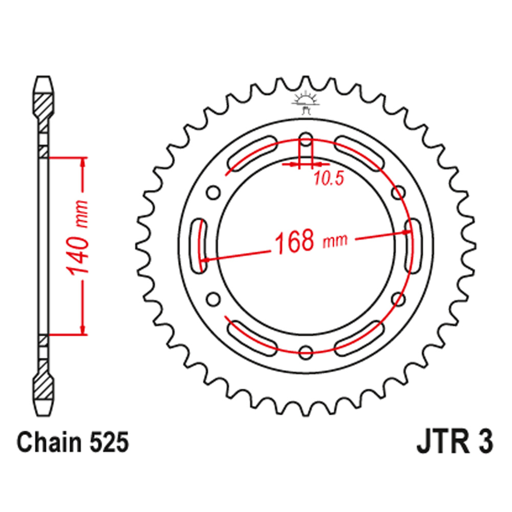 Zadnji lančanik JT JTR3-47 (525) 47 zuba