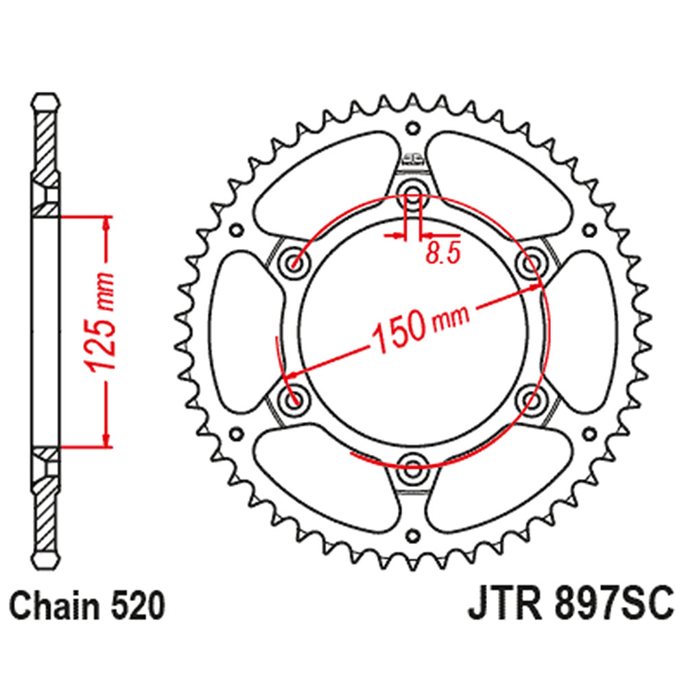Zadnji lančanik JT JTR897-49SC (520) 49 zuba