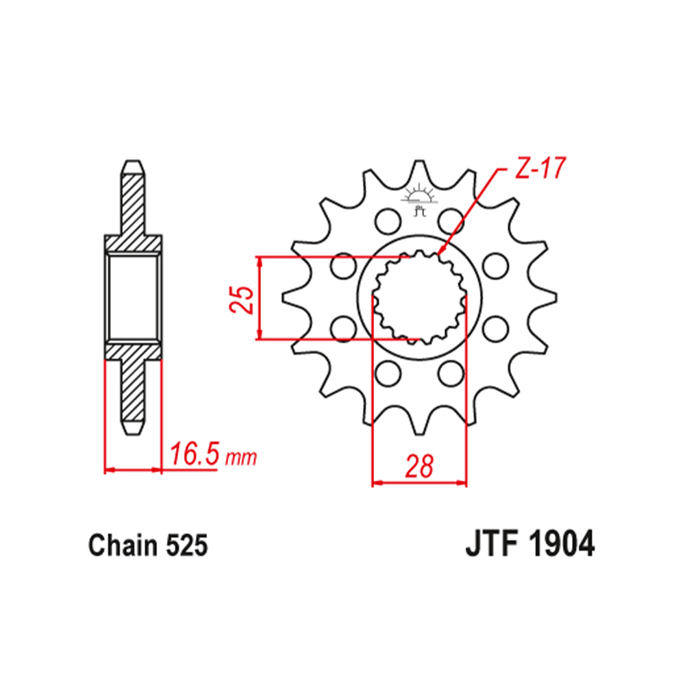Prednji lančanik JT JTF1904-17RB (525) 17 zuba