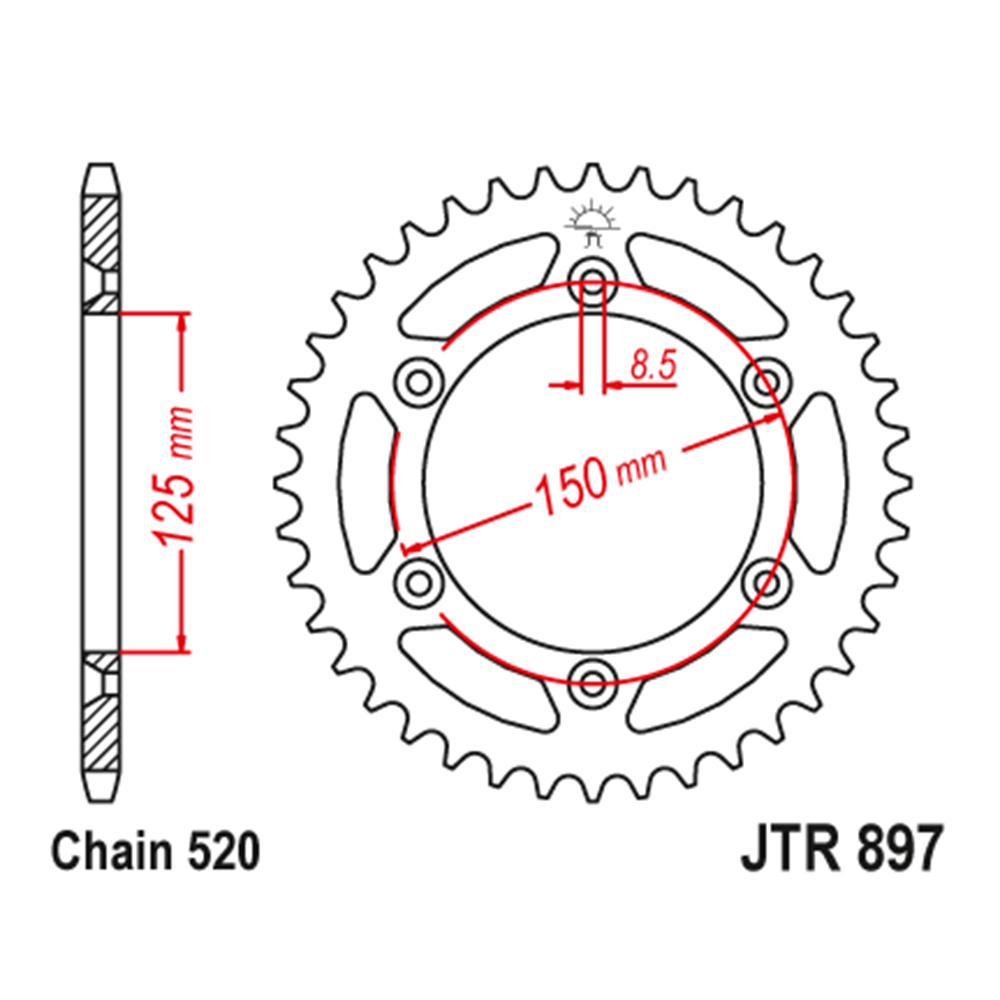 Zadnji lančanik JT JTR897-51SC (520) 51 zub