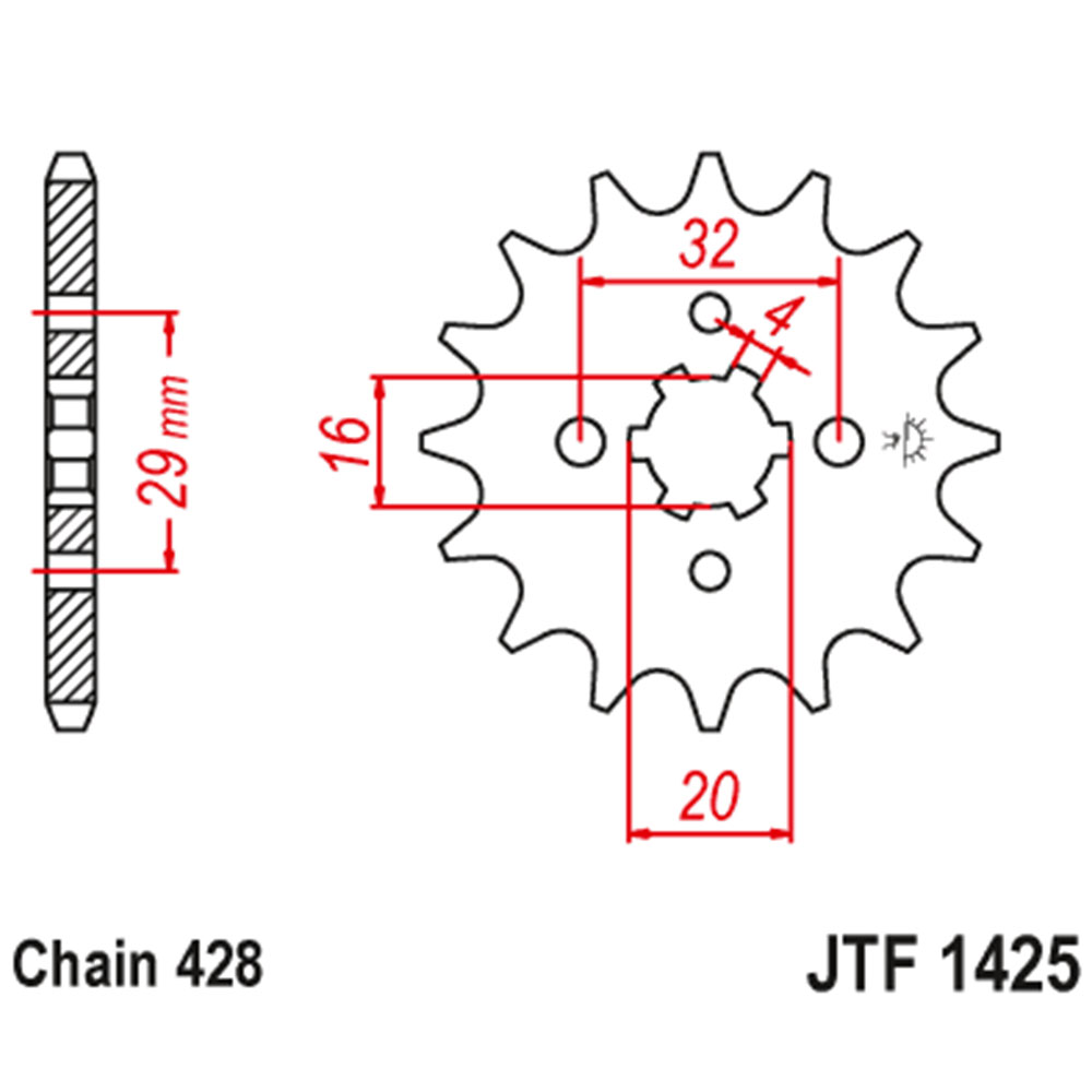 Prednji lančanik JT JTF1425-15 (428) 15 zuba