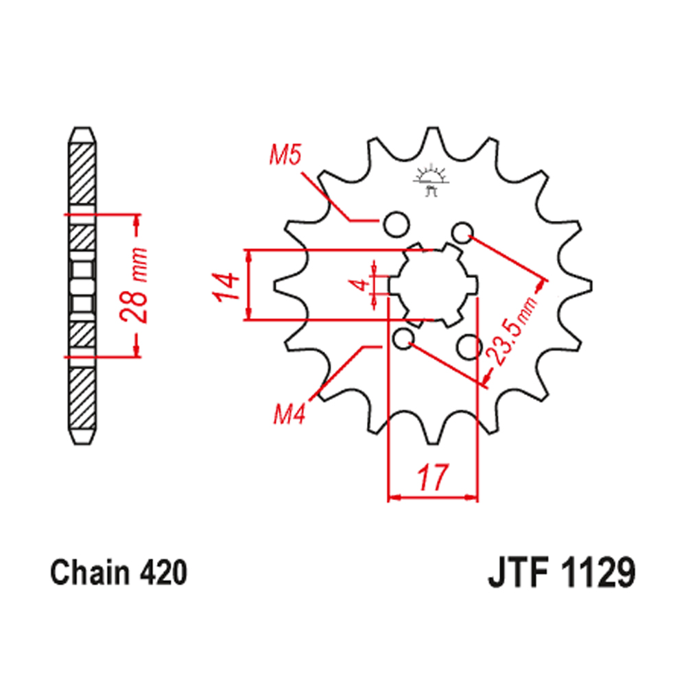 Prednji lančanik JT JTF1129-13 (420)13 zuba – zamena za JTF1128
